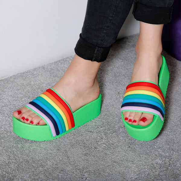 Дамски чехли на платформа Aly - Green – Boutique Arena